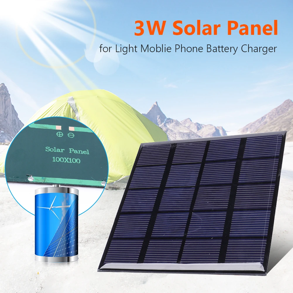 Solar-Panel-Outdoor-3W-5V-Portable-Charger-Polysilicon-DIY-Solar-Cells ...