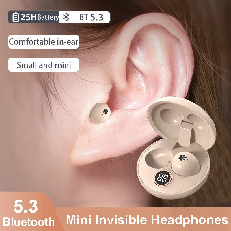 TWS-Mini-Invisible-Headphones-Wireless-Earphones-Bluetooth-5-3-Earbuds ...