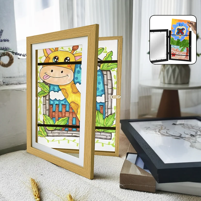 Wood-Flap-Art-Frames-Magnetic-A4-Photo-Frame-Framed-Picture-DIY ...