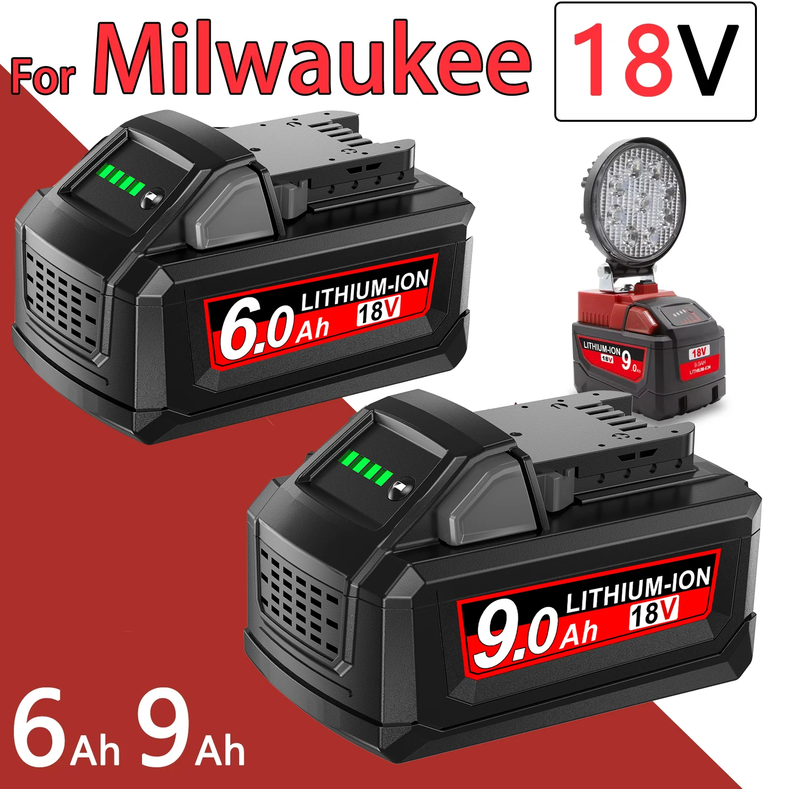 18V For Milwaukee M18 Battery M18B6 XC 6.0Ah Li-Ion 48-11-1860 48-11 ...