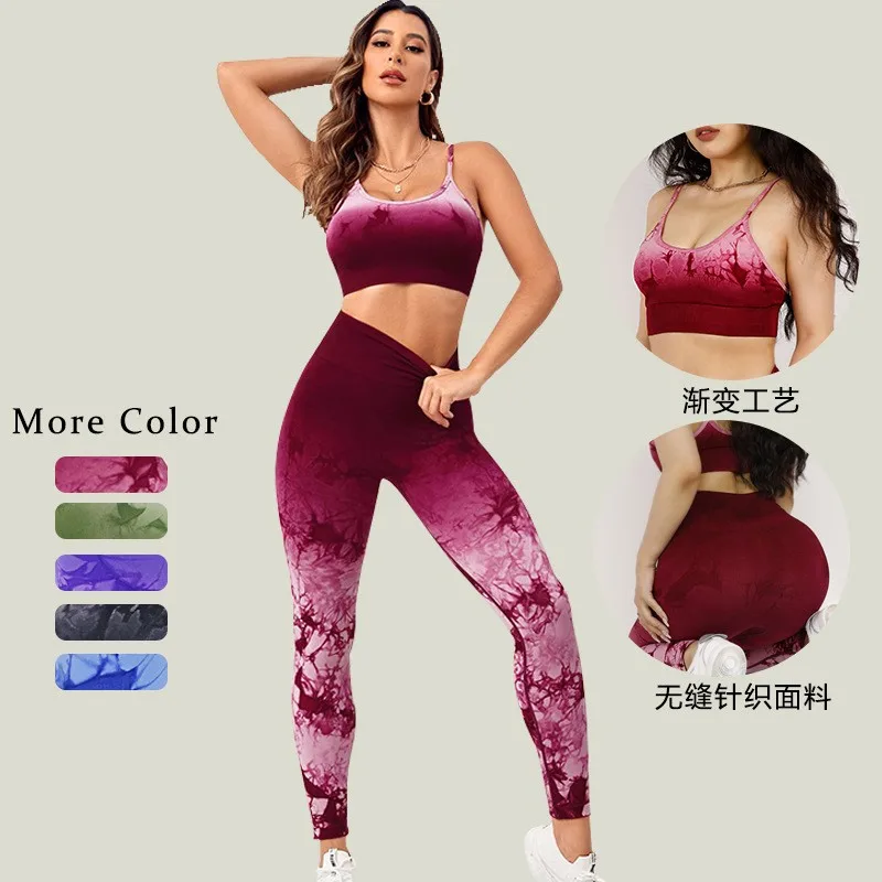 Conjuntos-de-Yoga-sin-costuras-Tie-dye-para-mujer-Leggings-deportivos ...