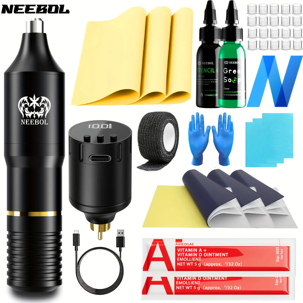 1set-Neebol-Wireless-Tattoo-Kit-Rotary-Professional-Tattoo-Machine-for ...