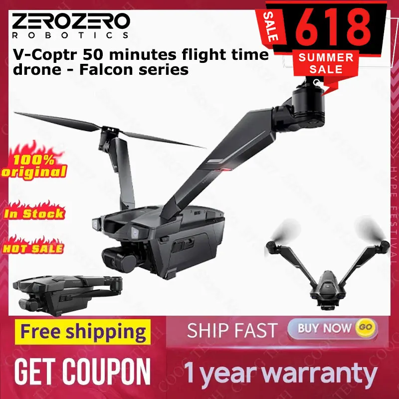 Zero-Zero-V-shaped-Bi-copter-Falcon-4K-50Min-Flight-Time-3-axis ...