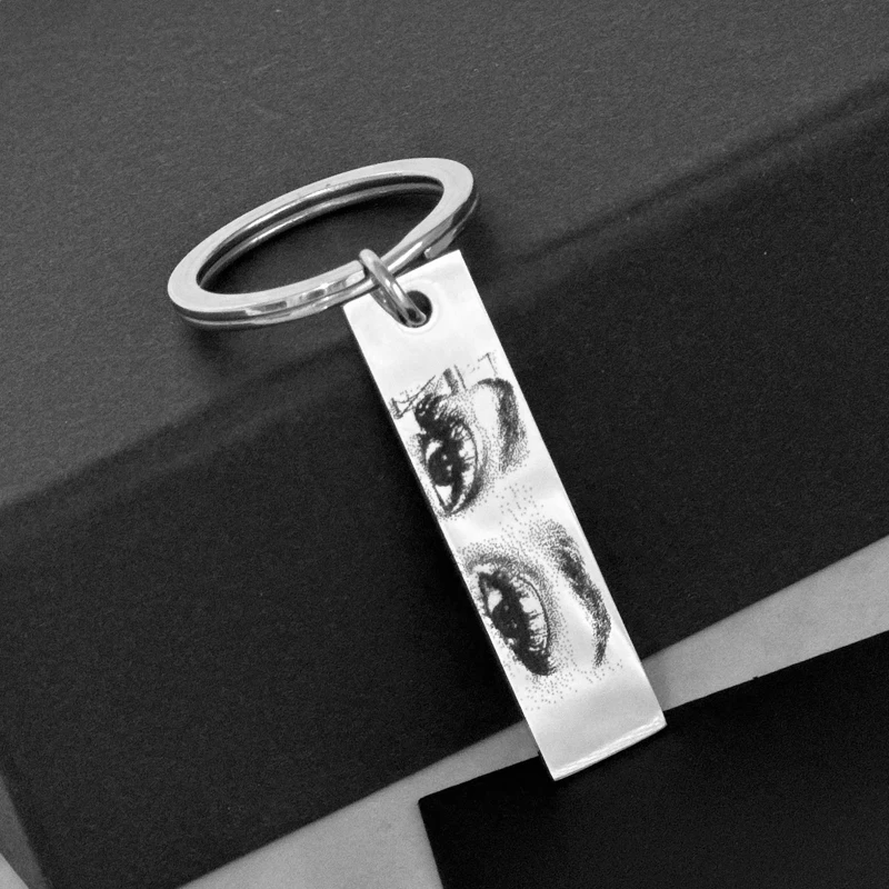 Customized Eyes Photo Couple Key Chain Laser Engraved Eyes Photo Key ...