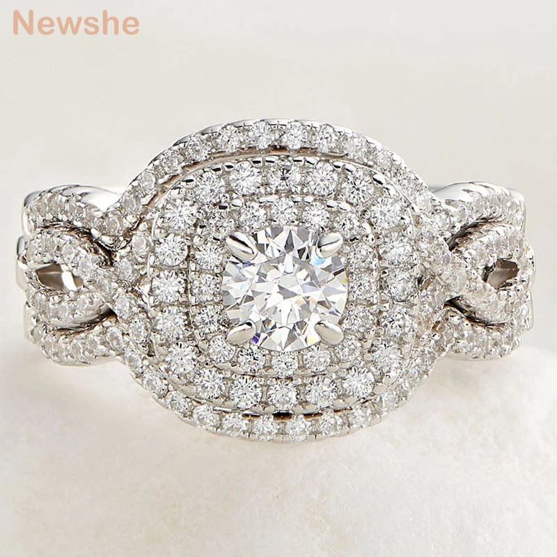Newshe 3 Pieces 925 Sterling Silver Wedding Rings For Women 2.1ct ...