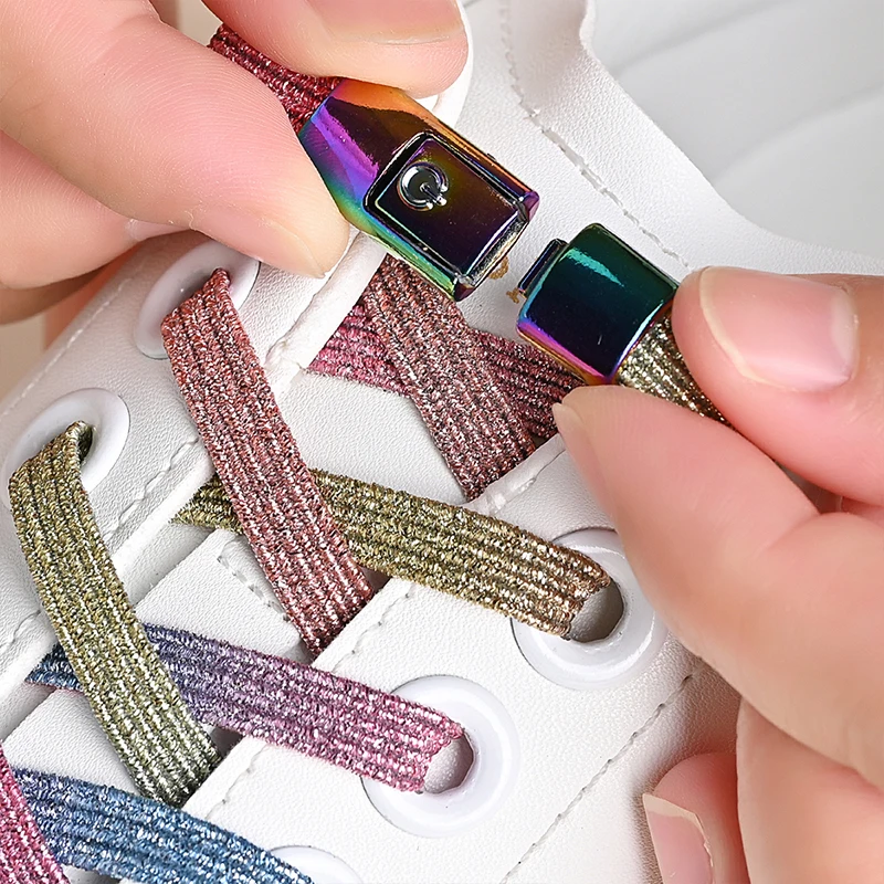 No-Tie-Shoe-Laces-Press-Lock-Shoelaces-Pearl-Light-Colorful-Fashion ...