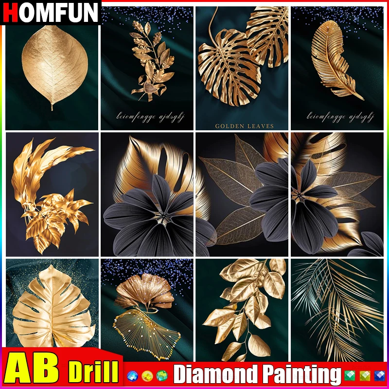 HOMFUN-AB-Diy-5d-Diamond-Painting-Scenery-Leaf-Flower-Cross-Stitch ...