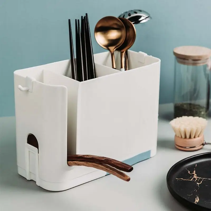 Wall-Mounted-Cutlery-Drainer-Rack-With-Drip-Tray-Towel-Bar-Utensils ...