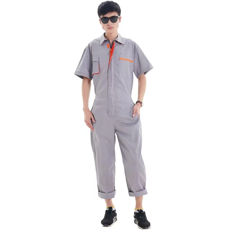 Work Coveralls Uniform Men Short Sleeve One-piece Repairman Welding ...