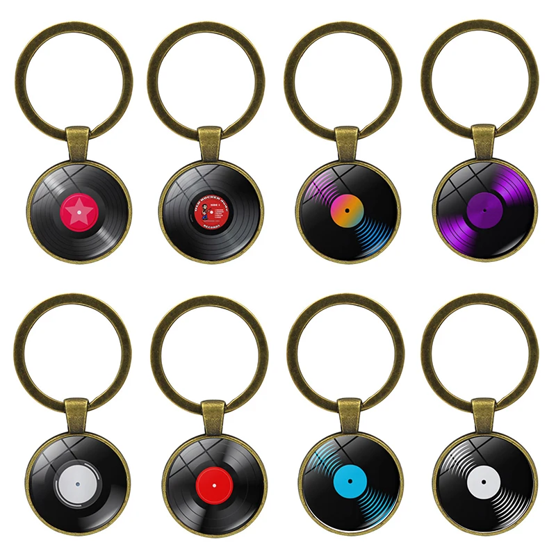Vinyl-Record-Keychain-Retro-Gramophone-Record-Time-Gem-stone-Key-Chains ...