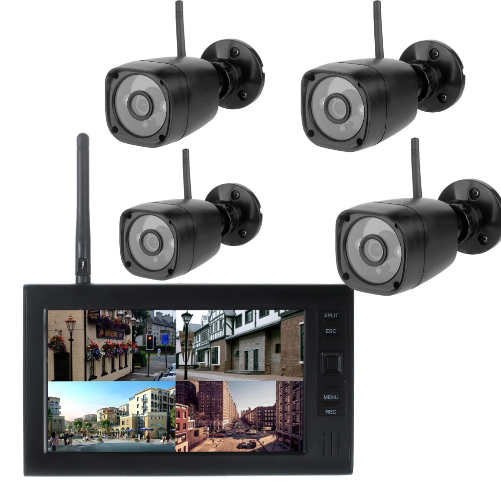 7-LCD-Monitor-Home-Security-1-4-Camera-System-2-4G-Wireless-Quad-SD ...