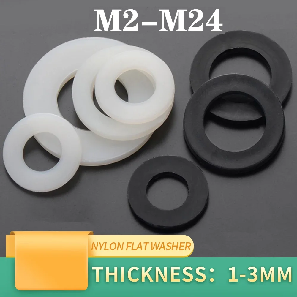 M2 M2.5 M3 M4 M5 M6 M8 M10 M12- M24 Plastic Nylon Flat Washer Plane ...