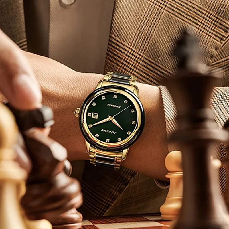 Diella Jade Watch Stainless Steel Automatic Waterproof Watches Men ...