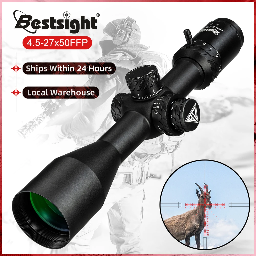 Bestsight mira de Rifle HD 4,5 27x50 SFIR FFP, 1/10 Mil torreta, bloque ...