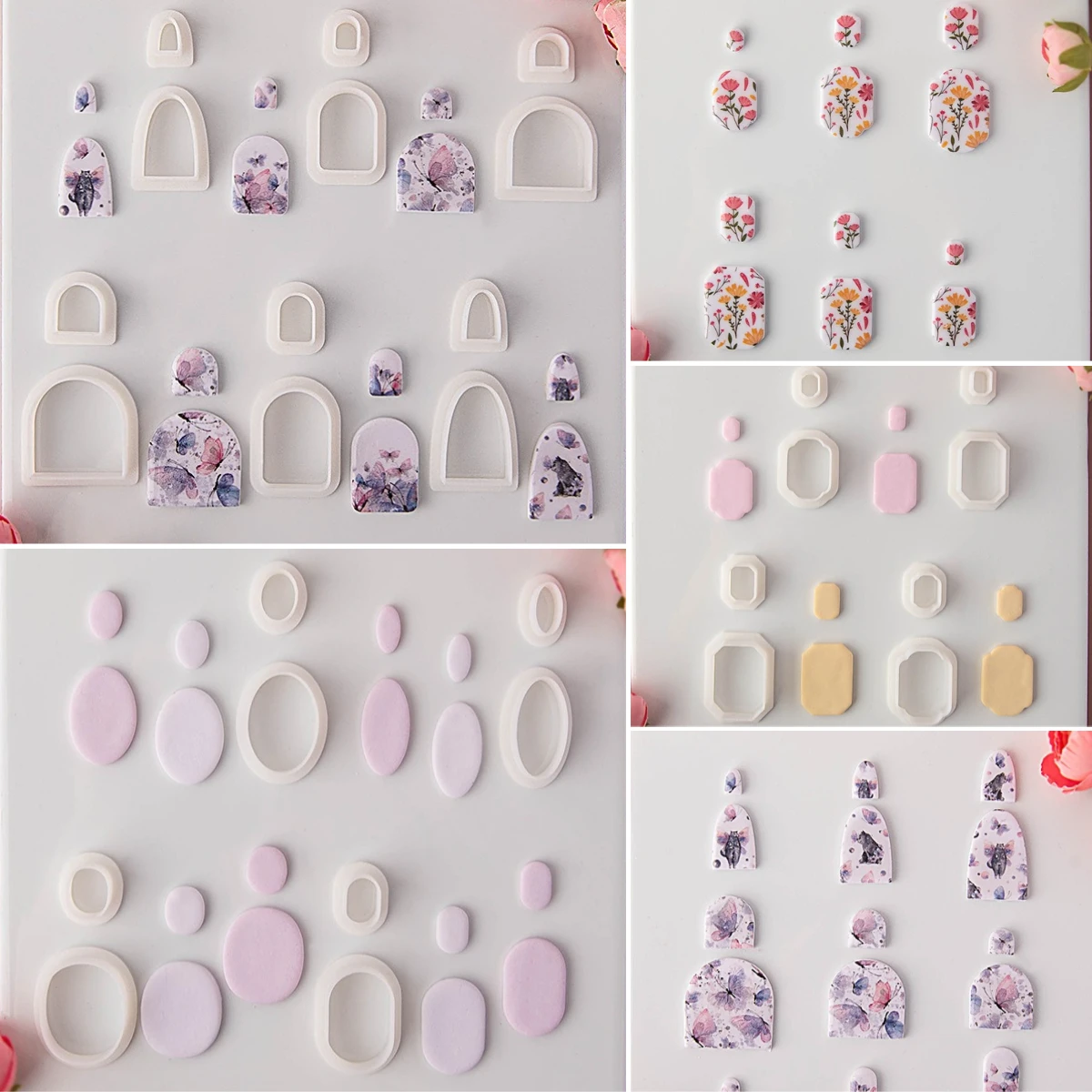 6Pcs-Set-Creative-Simple-Style-Geometric-Arch-Oval-Shape-Polymer-Clay ...