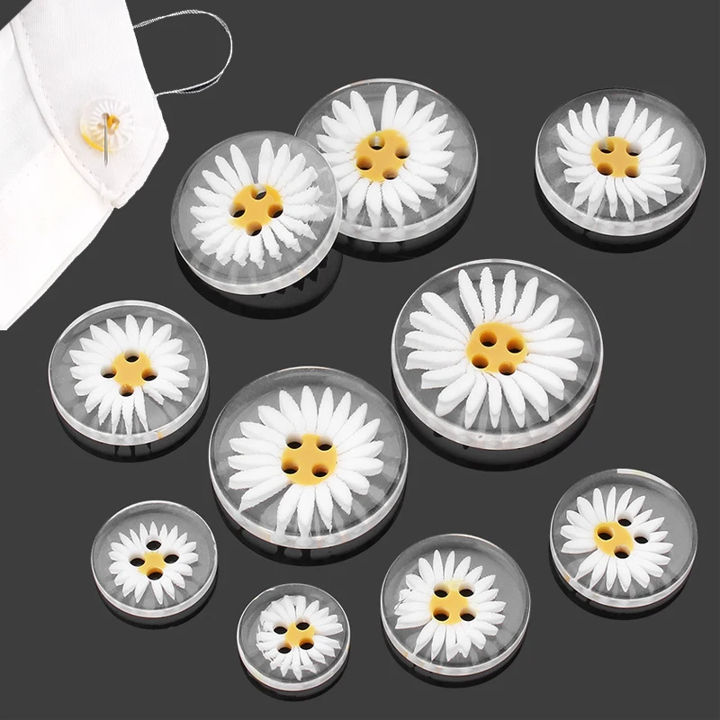 10/20Pcs Resin Buttons Daisy Hand Sewing Buttons Craft Buttons for ...