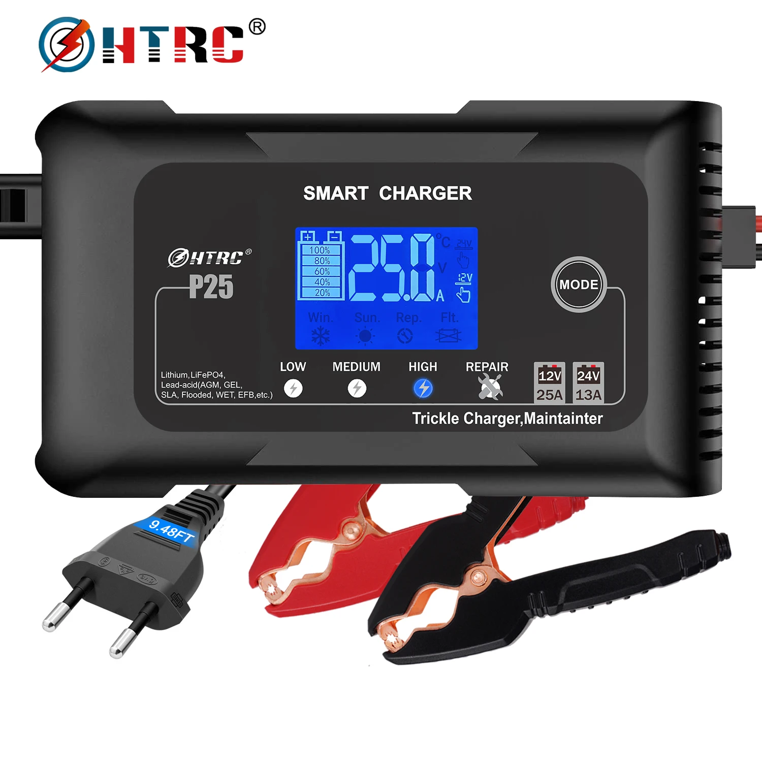 HTRC 12V 25A 24V 13A Car Auto Battery Charger Automatic Power Puls ...