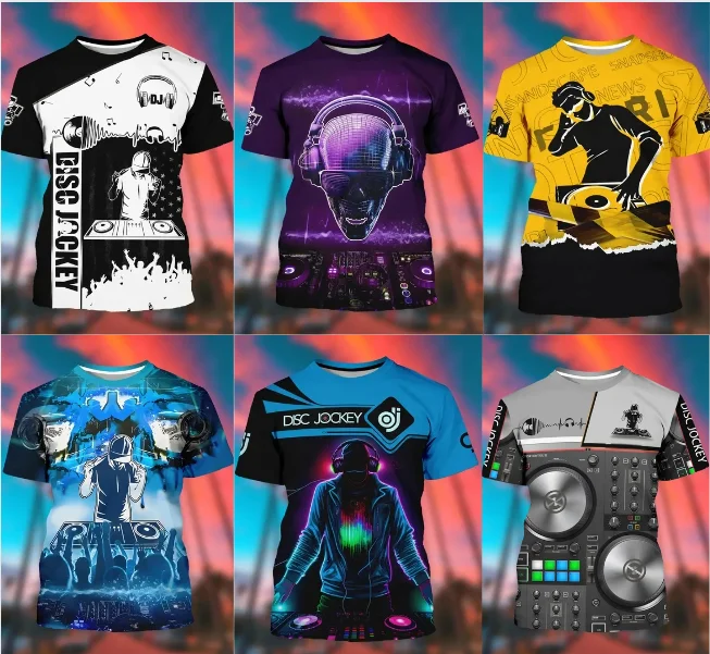 New Disc Jockey T-Shirts 3D Bar DJ Console Pattern Print Men's Short ...
