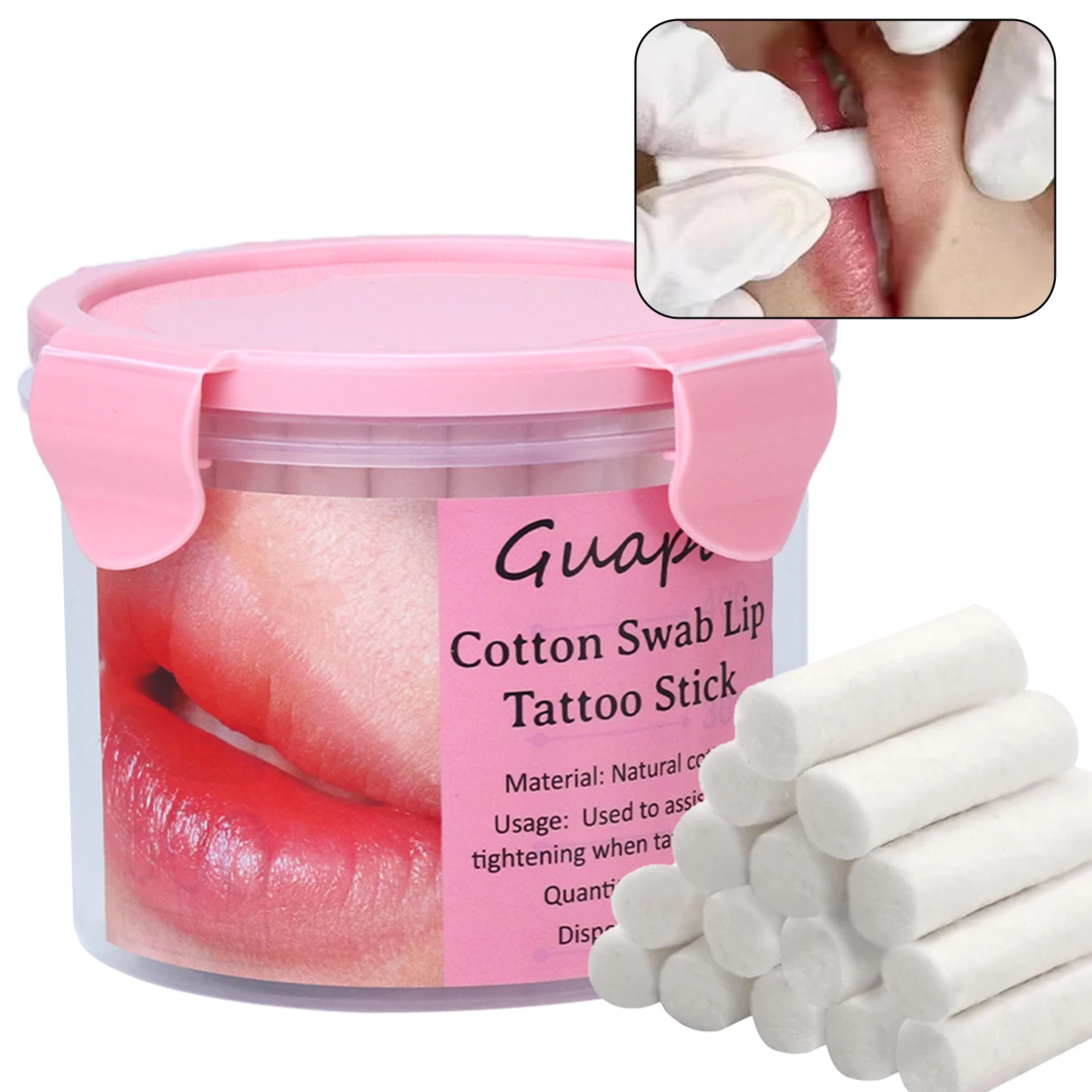 GUAPA Disposable Lip Tattoo Skin Stretching Cotton Stick Semi-Permanent ...