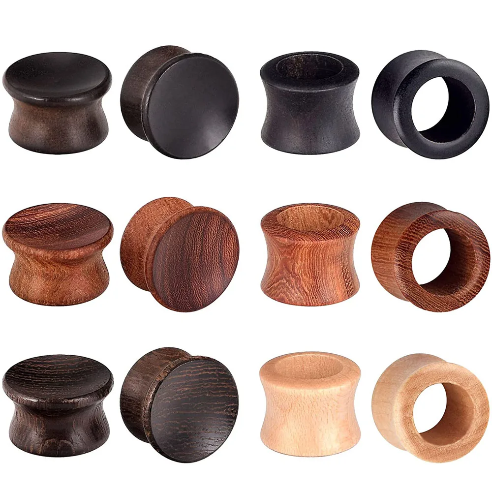 Wood Ear Tunnels Plugs Black Brown Natural Organic Ear Gauges ...