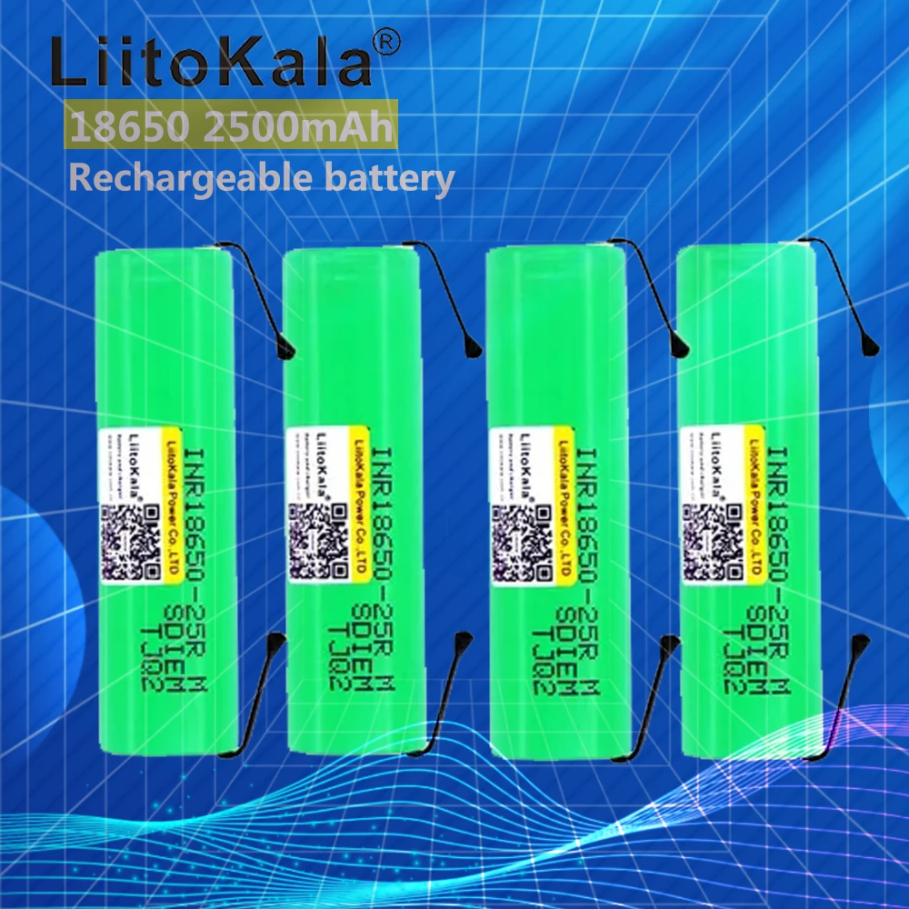 LiitoKala-original-18650-2500-mAh-Battery-INR1865025R-3-6-V-Discharge ...