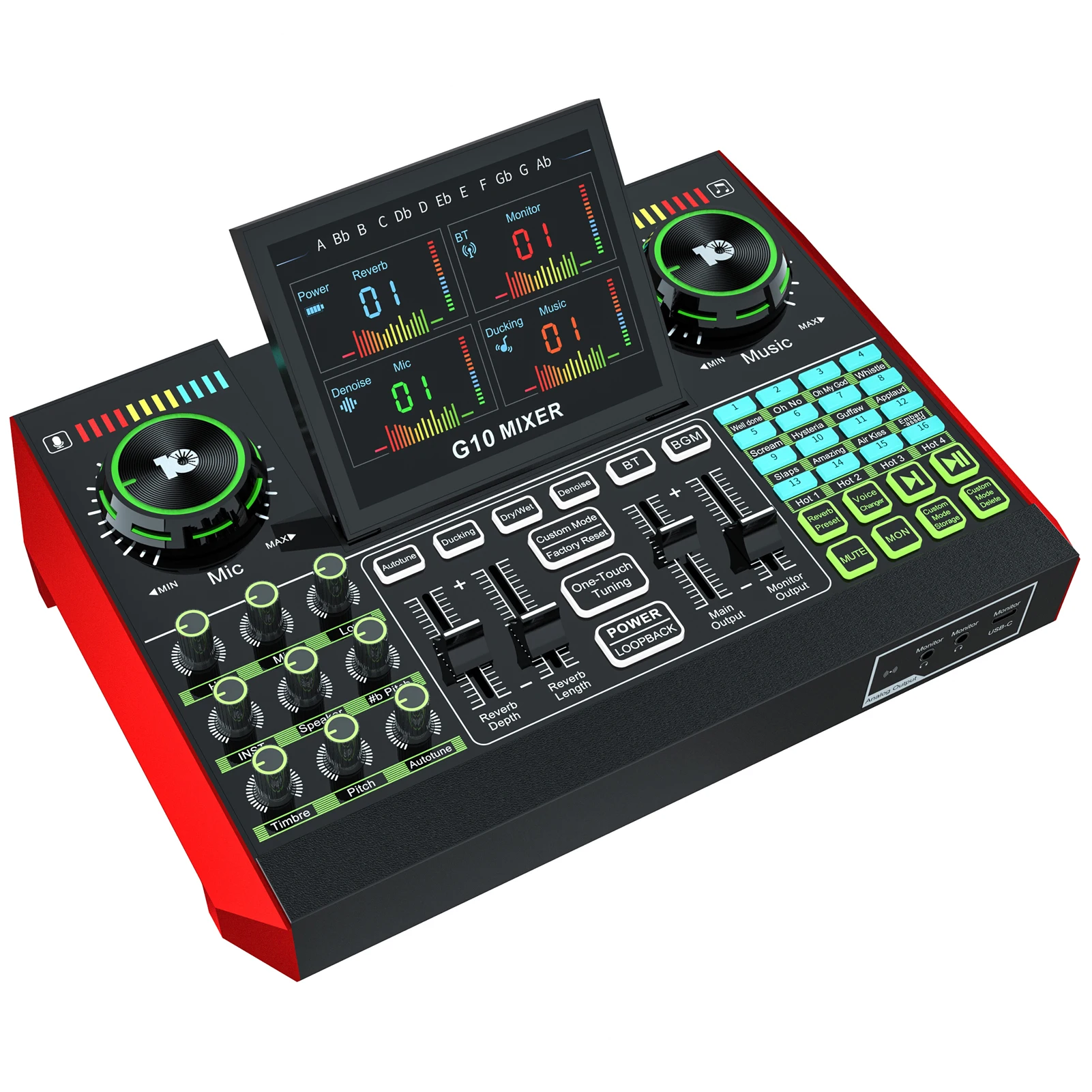 USB Audio Interface Podcast Equipment Bundle Mixer & Vocal Effects, G10 ...