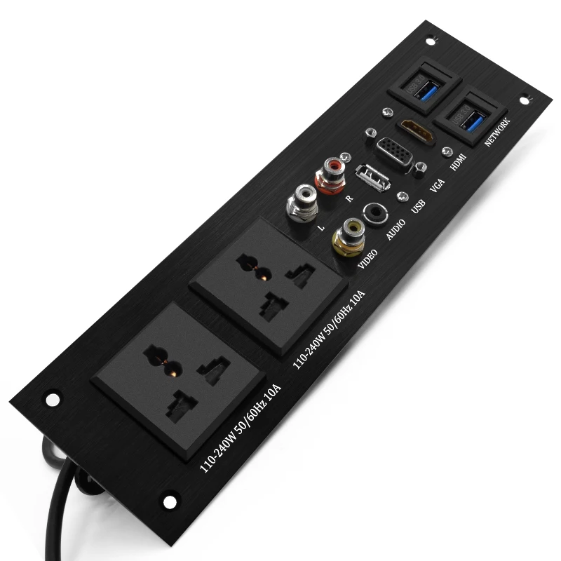 Aluminium Alloy Panel Tabletop Socket Usb Charger Av Vga Network Hdmi ...