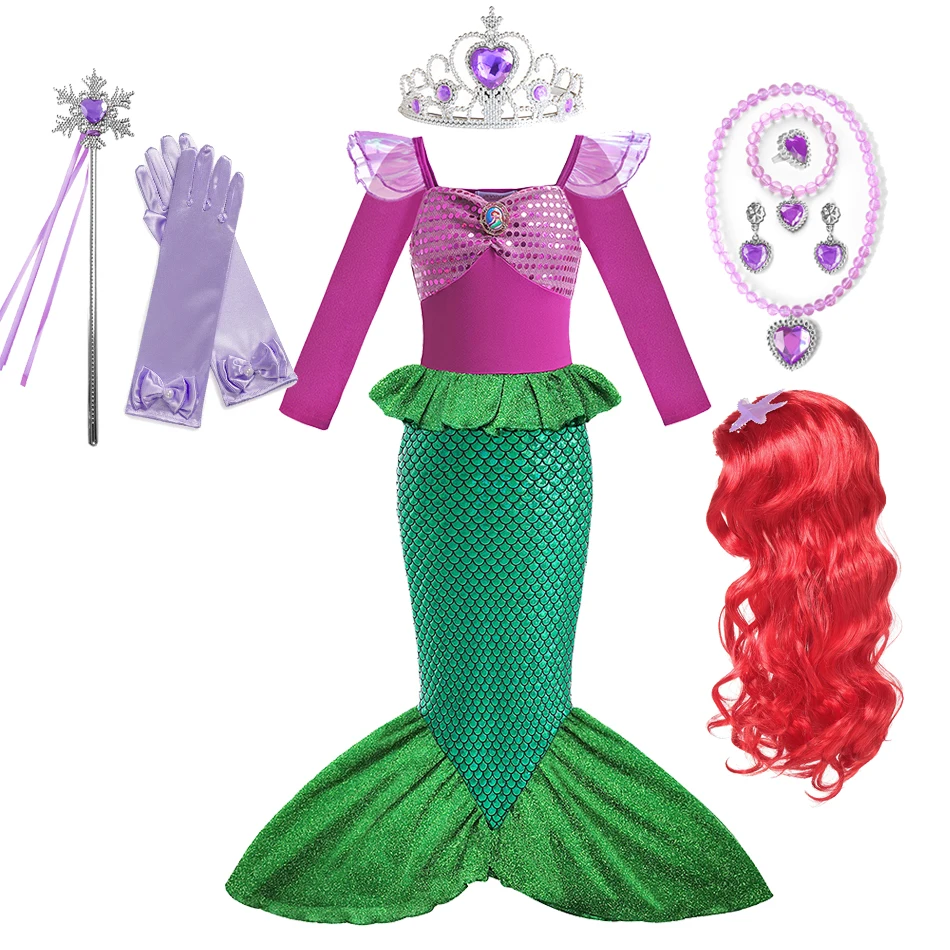 Disney Girl Little Mermaid Ariel Costume Halloween Kids Dress For Girls ...
