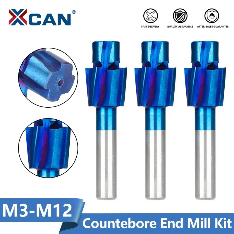 XCAN-HSS-Router-Bit-M3-M12-Milling-Cutter-Pilot-Slotting-Bit-Nano-Blue ...
