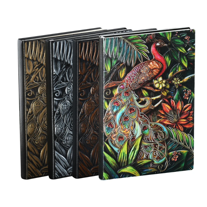 Pu Peacock Cover Notebooks | Pu Notepad - High-end Pu Hardcover A5 ...