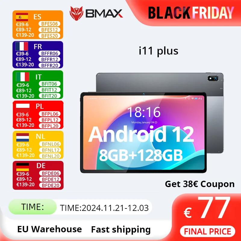 BMAX-MaxPad-i11-Plus-8GB-RAM-128GB-ROM-10-4-Inch-Octa-Core-T616-Soc ...