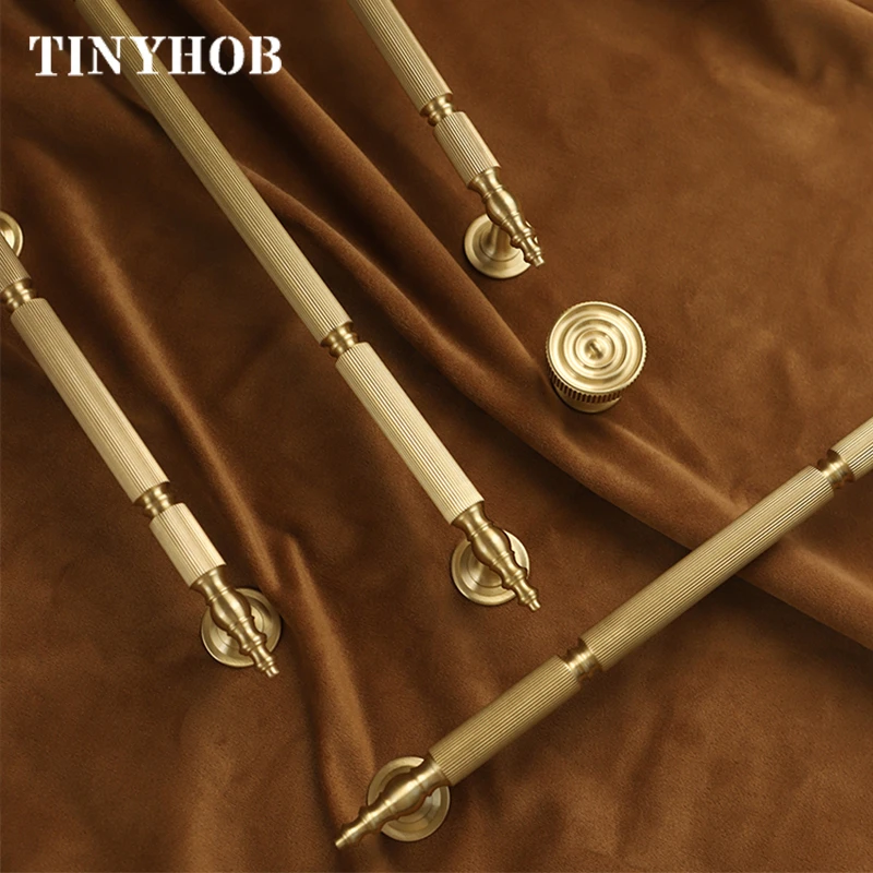 Satin Brass Knob T Bar Handles Drawer Knobs Vertical Texture Bedroom ...