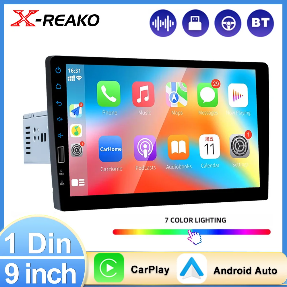X-REAKO-1-DIN-9inch-Car-Multimedia-Player-Car-Radio-Audio-USB-Carplay ...