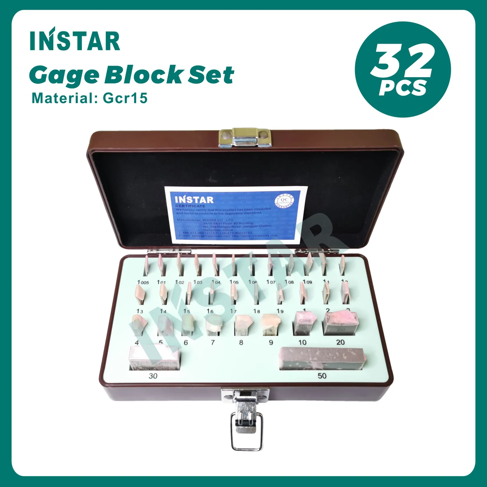 INSTAR-Gage-Block-Set-32PC-Grade-0-Medium-Class-Accuracy-0-0005mm-Hardened-Steel-Gcr15 ...