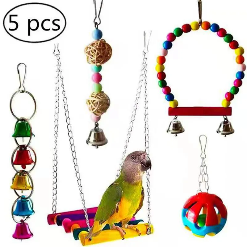 5 10PCS Bird Cage Toys For Parrots Reliable Chewable Swing Hanging ...