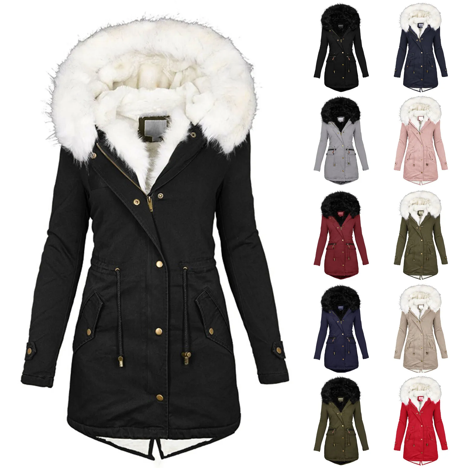 Winter Women Jacket Medium-long Thicken Plus Size 5xl Outwear Hooded ...