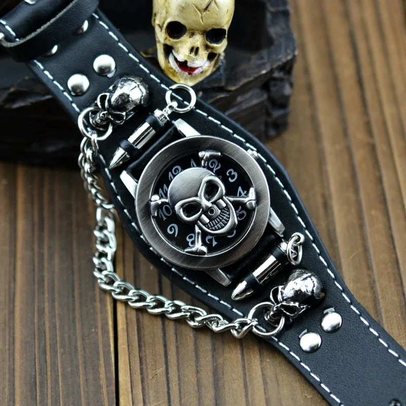 High Quality Fashion Retro Punk Black Skull Avant Garde Men's Ladies ...