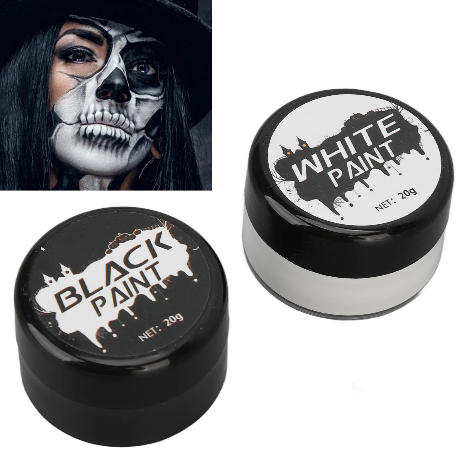 Face Paint Halloween Face Painting Kit Black and White Highly Pigmented ...