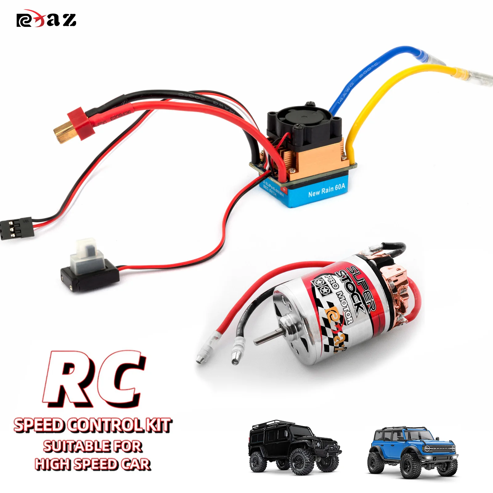RCXAZ 540 Brushed Motor Waterproof 12T 17T 22T 29T 40T 480A ESC for 1: ...