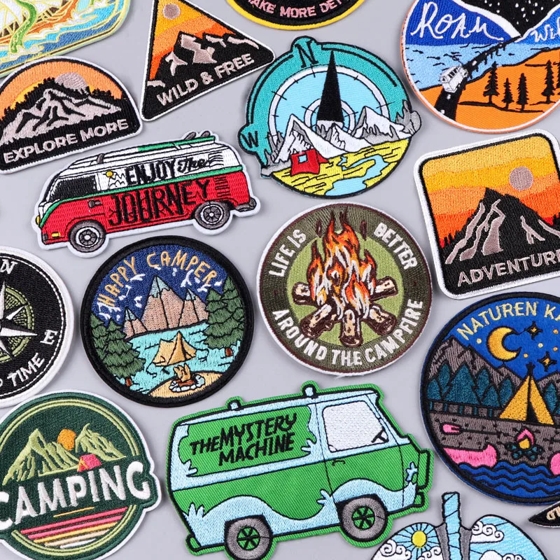 Mountain-Camping-Patch-Embroidered-Patches-For-Clothes-DIY-Iron-On ...