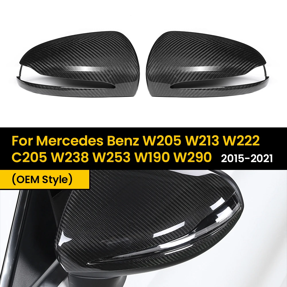 Real Dry Carbon Fiber Rearview Exterior Side Mirror Cover For Mercedes ...