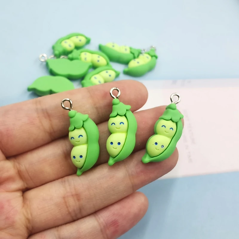 10Pcs Cute Vegetable Green Beans Pea Charms Kawaii Resin Flatback ...