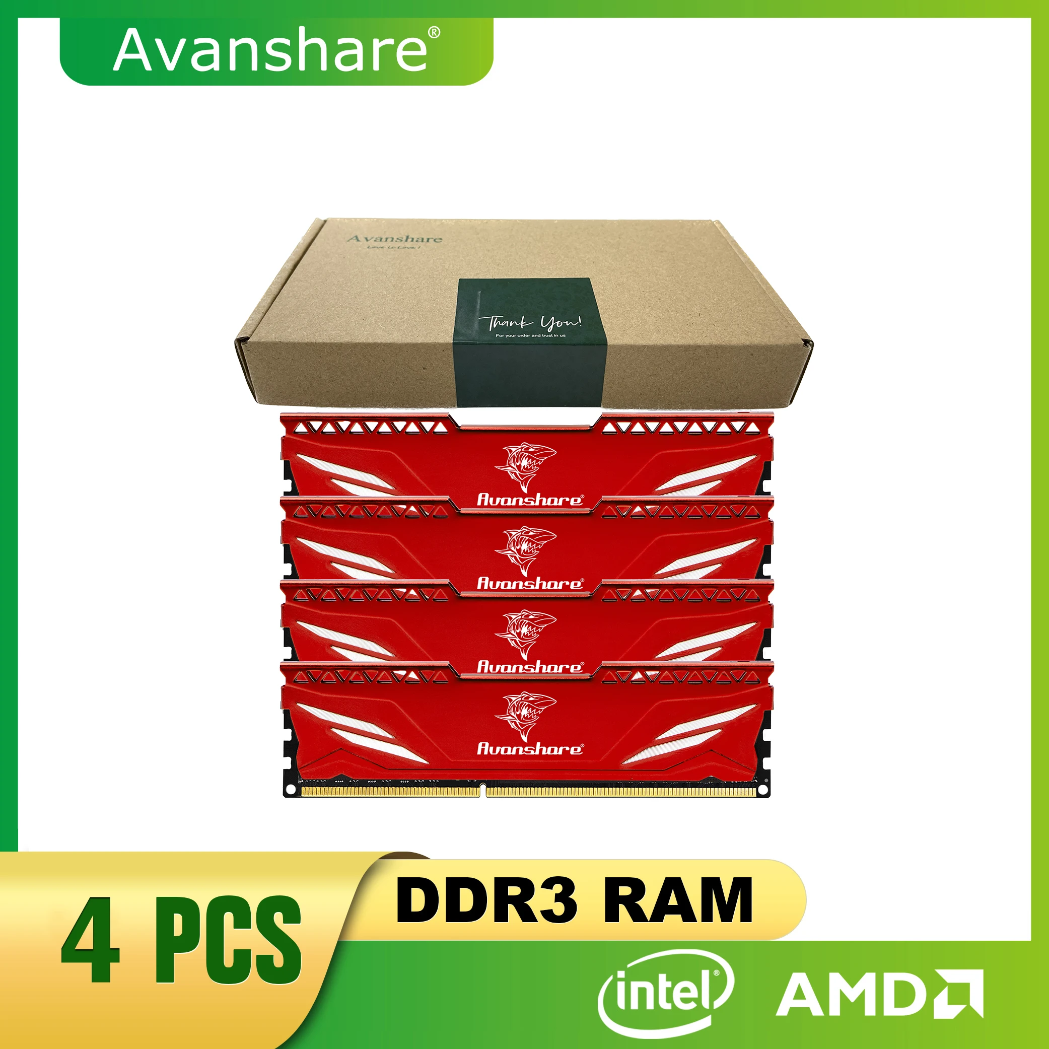 Avanshare Radiater Desktop Ram Memories Ddr3 8gb 4gb 1600mhz 1300mhz ...