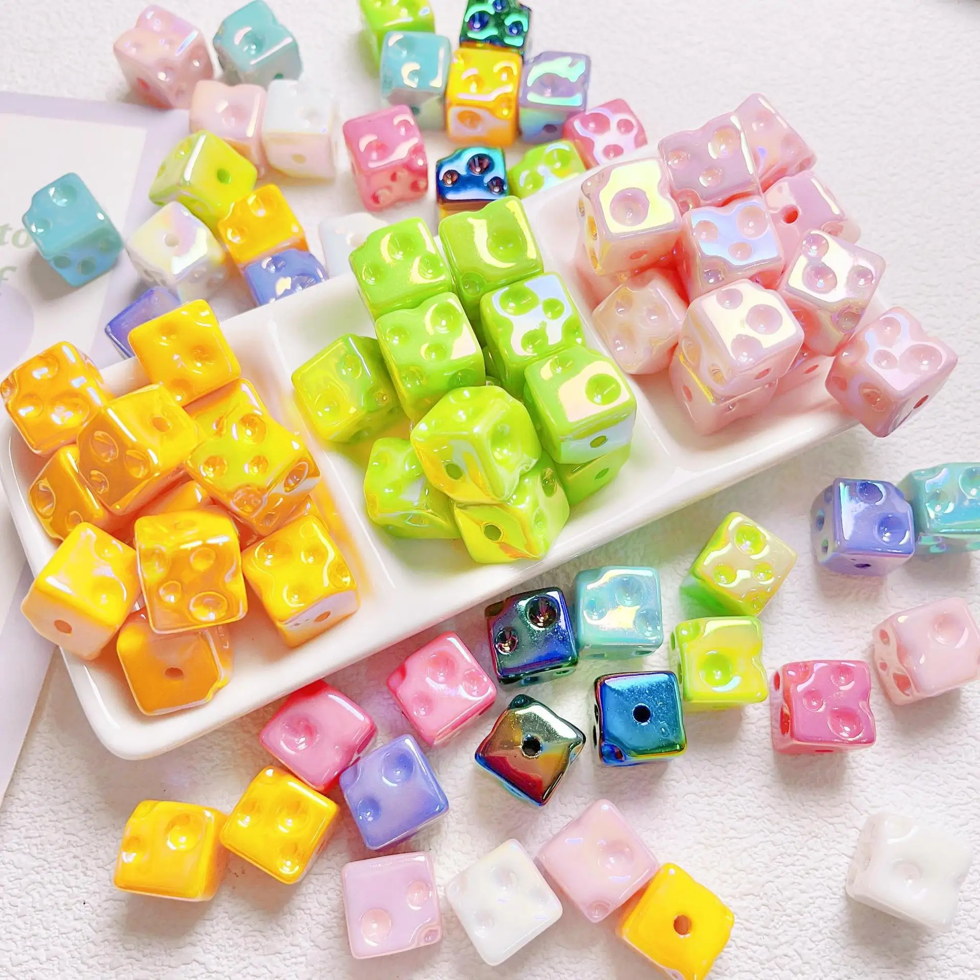 10pcs-14-5MM-Luminous-Cheese-Cube-Acrylic-Beads-Charms-DIY-Accessories ...