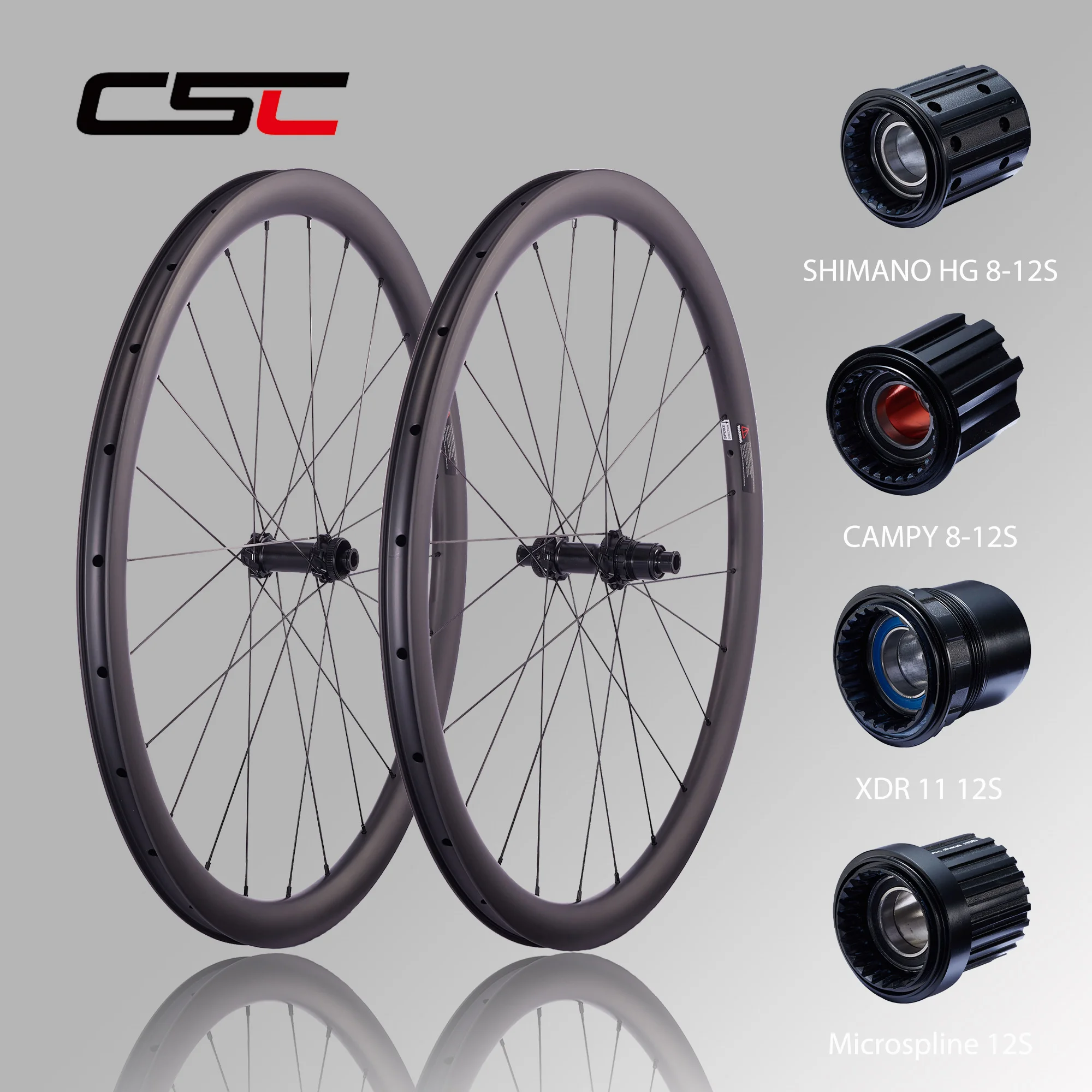 EU Stock CSC 700C Carbon Wheels Gravel bike 25mm 28mm Width 35/38/45/50 ...