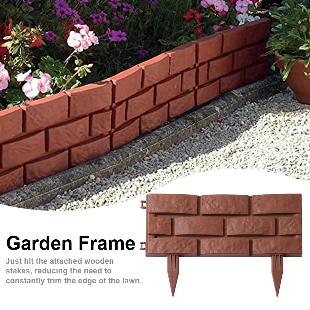 Flower Bed Edging Garden Fence Edging Plastic Stone Brick Effect Lawn ...