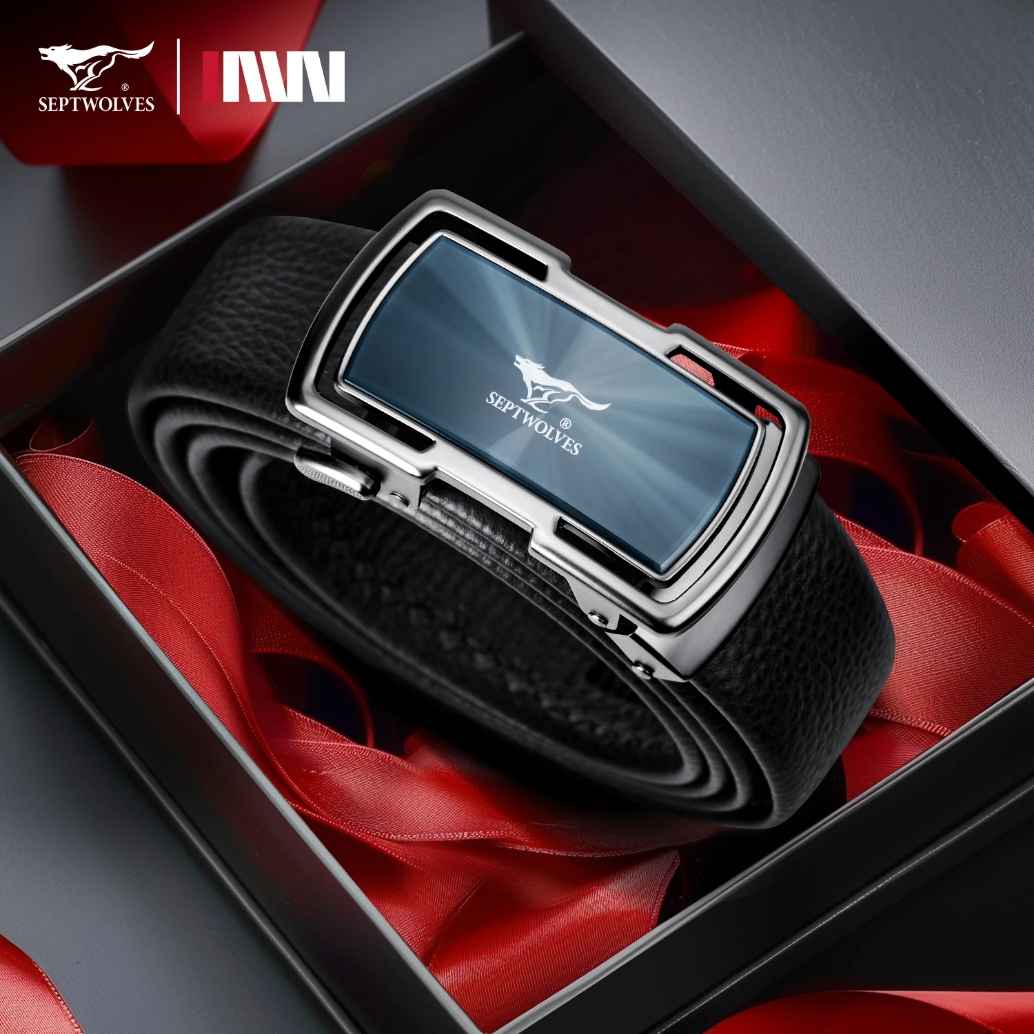 Septwolves Men's Belts Cow Leather Business Belts 3.5cm New Design ...