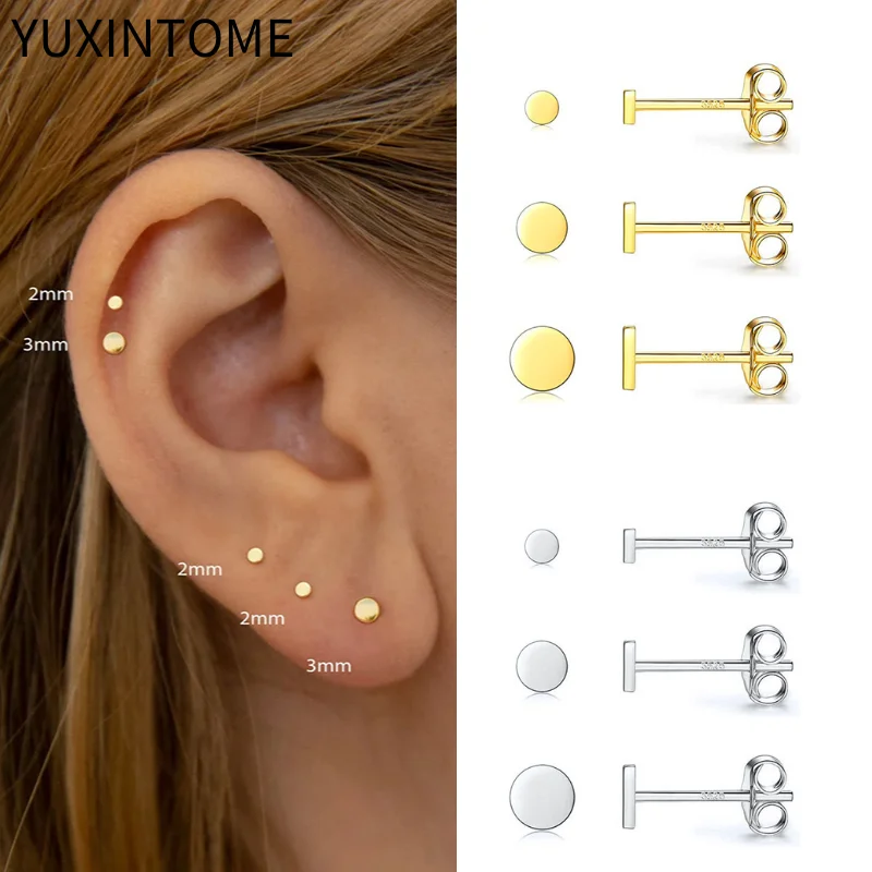 925-Sterling-Silver-Ear-Needle-Minimalist-Stud-Earrings-For-Women-2mm-3mm-4mm-Round-Piercing ...
