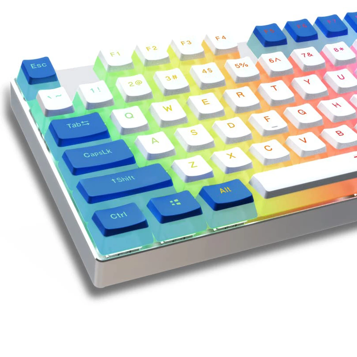 165 Key PBT Pudding Keycaps Blue Orange Set OEM Profile Double Shot ...