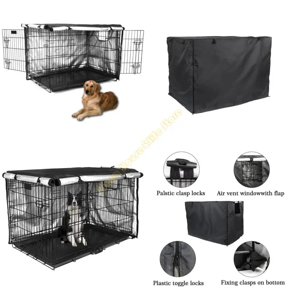 Dog Crates Cover for 24in/30in/36in/43in Wire Cage with 2 Door Indoor ...